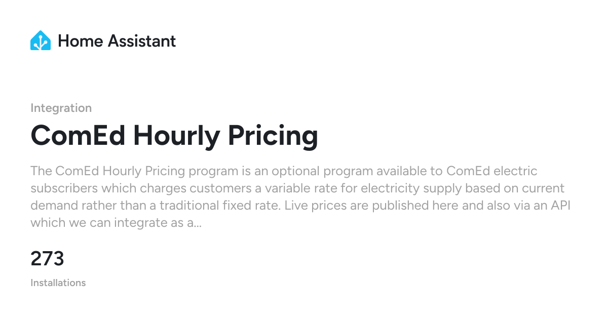 ComEd Hourly Pricing - Home Assistant