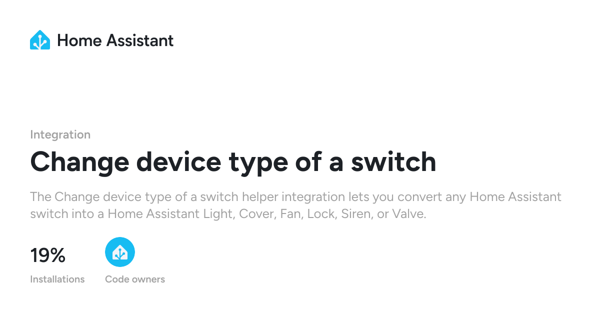 Change device type of a switch - Home Assistant