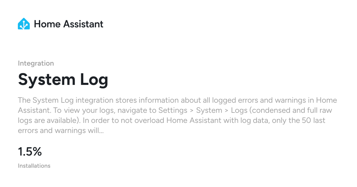 System Log - Home Assistant